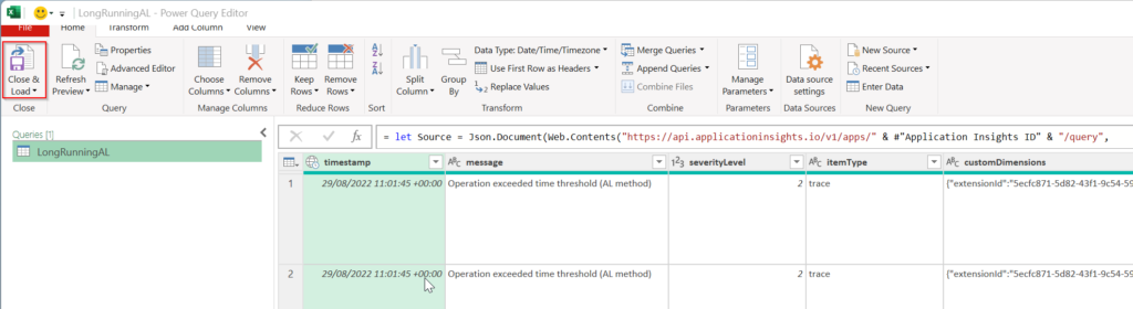 Business Central telemetry - Exploring telemetry in Excel and using a template file - Ricardo ...